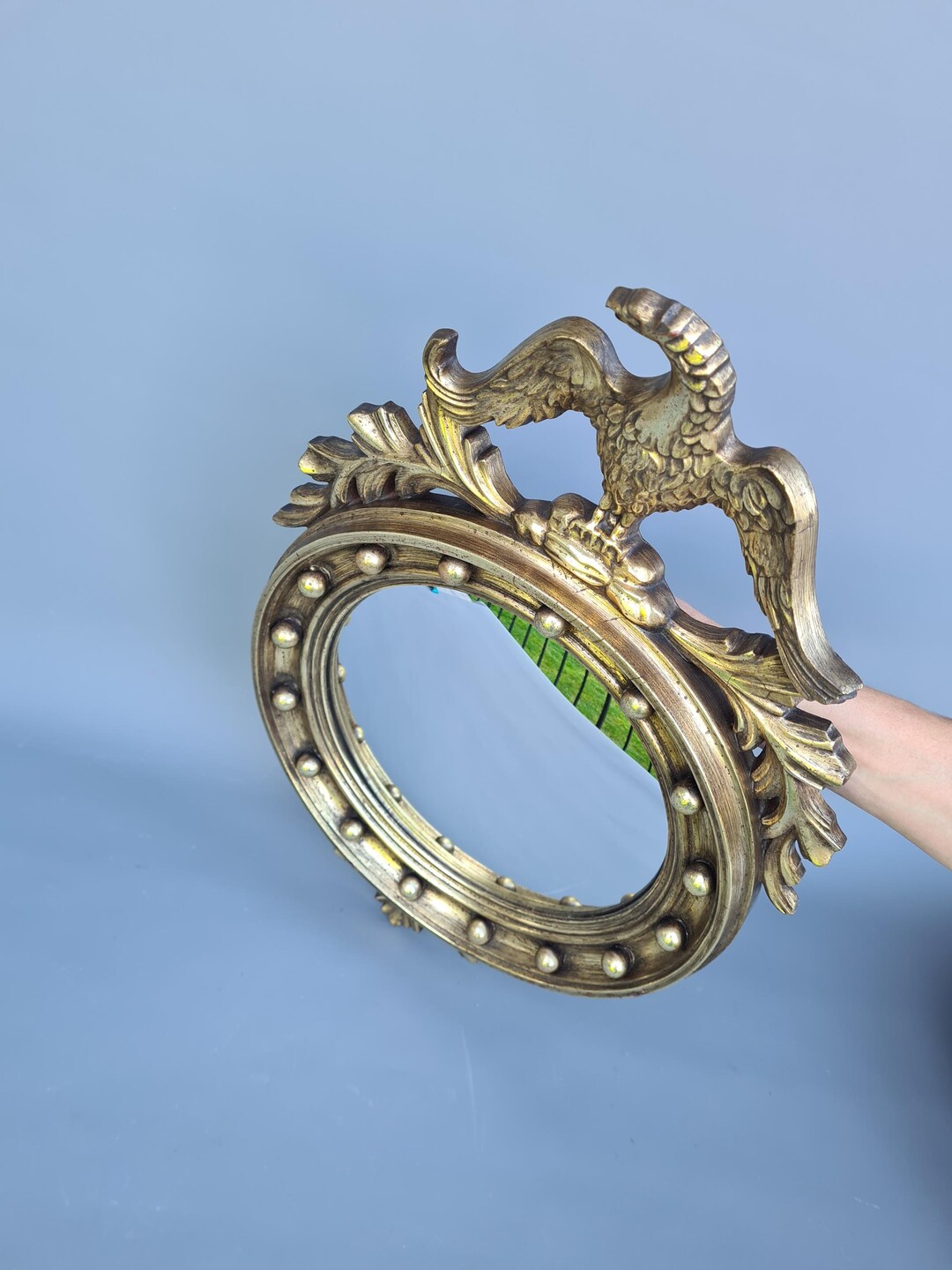 Mid-century Resin Convex Butler Mirror With an Eagle at the Top ...