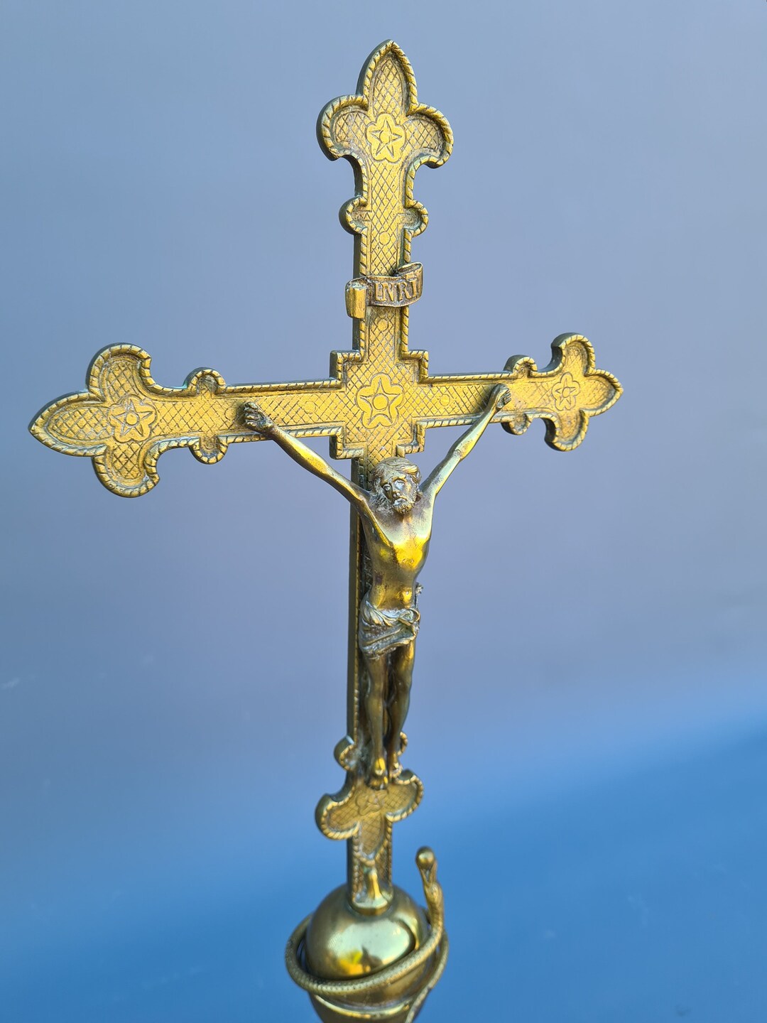 Rare Antique Brass Table Altar Standing Crucifix With Snake ++ - Etsy