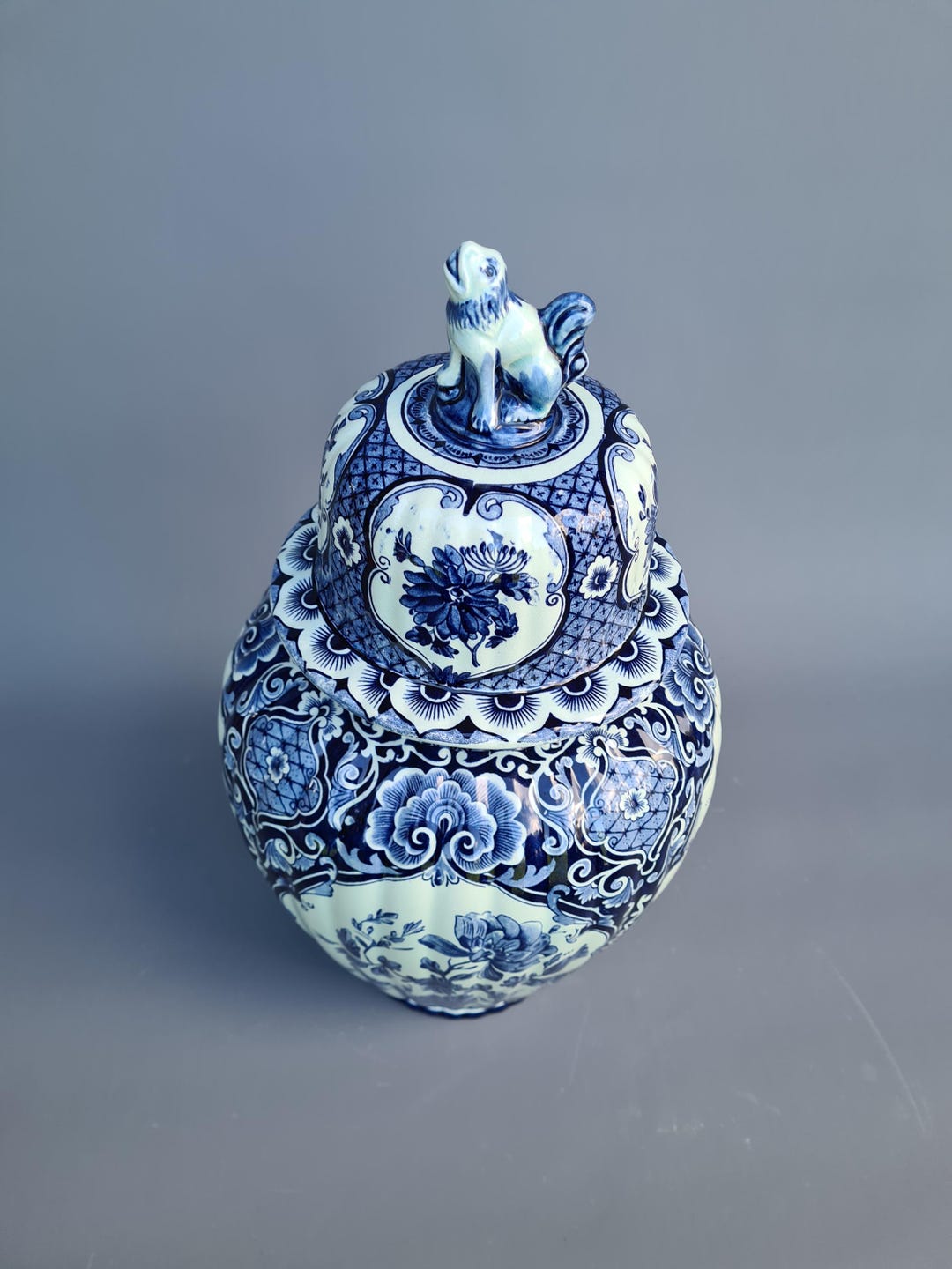 Ceramic Delfts Blue and White Floral Vase Royal Sphinx Petrus Regout ...
