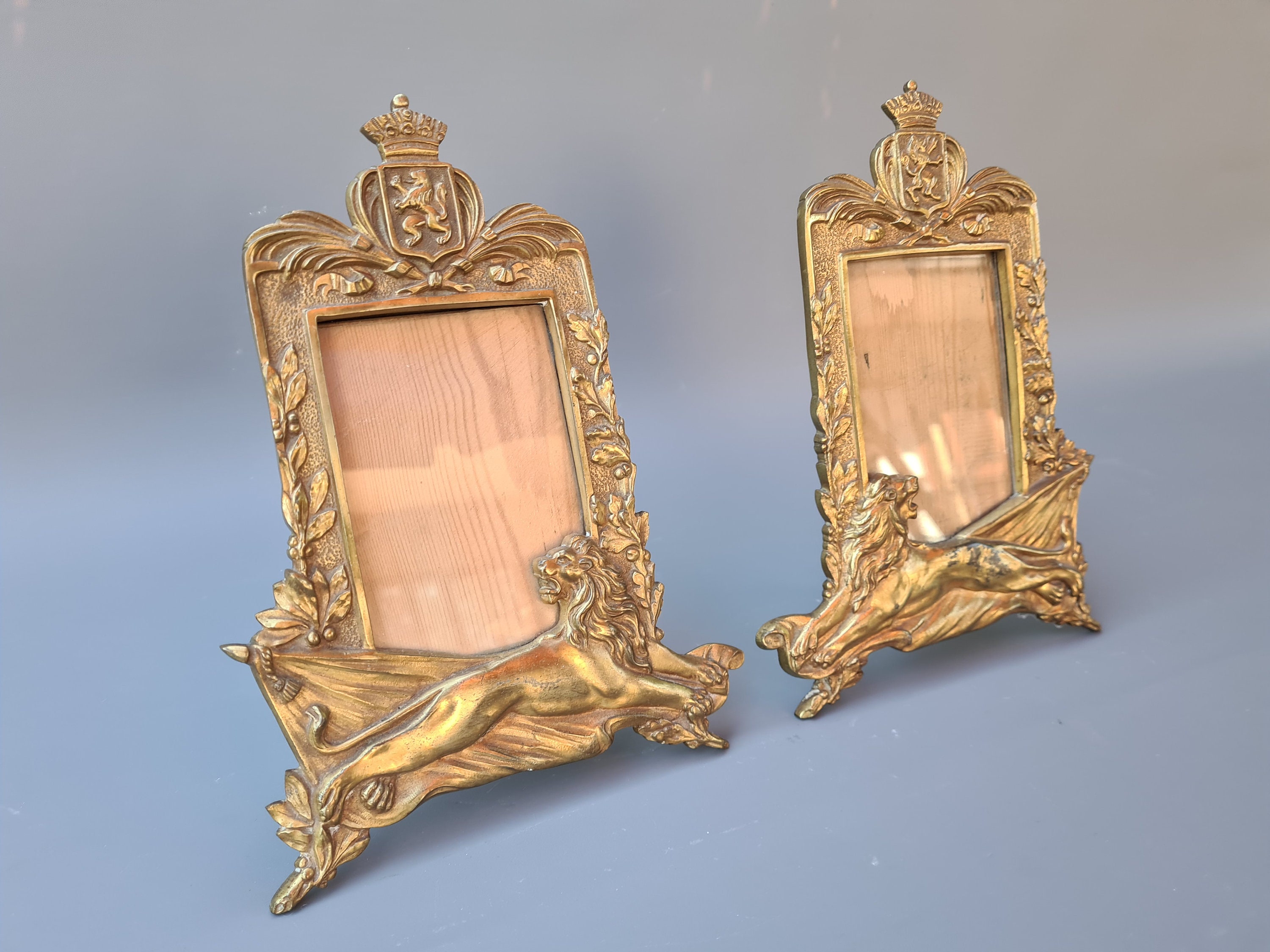 Pair Antique French Bronze Picture Photo Frames Heraldic Lion - Etsy