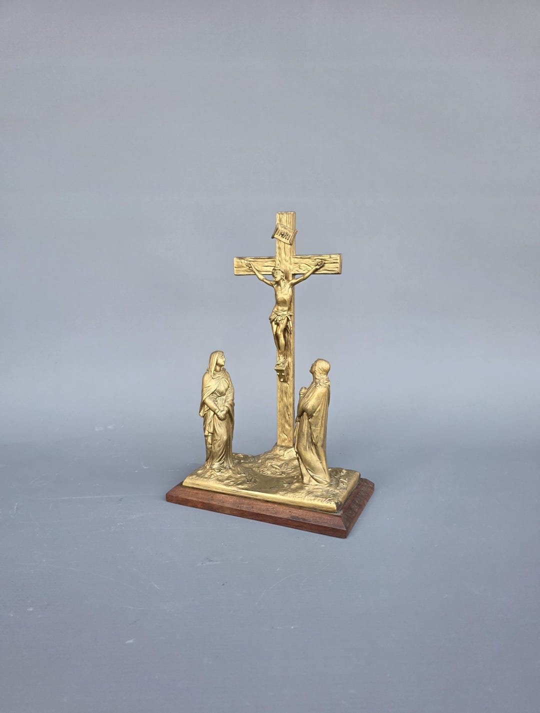 Antique French Spelter Zinc Calvary Crucifix Group - Religious Statue ...