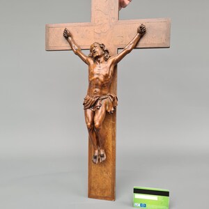 Antique Carved Wood Jesus Christ Corpus Crucifix Religious Sculpture ...