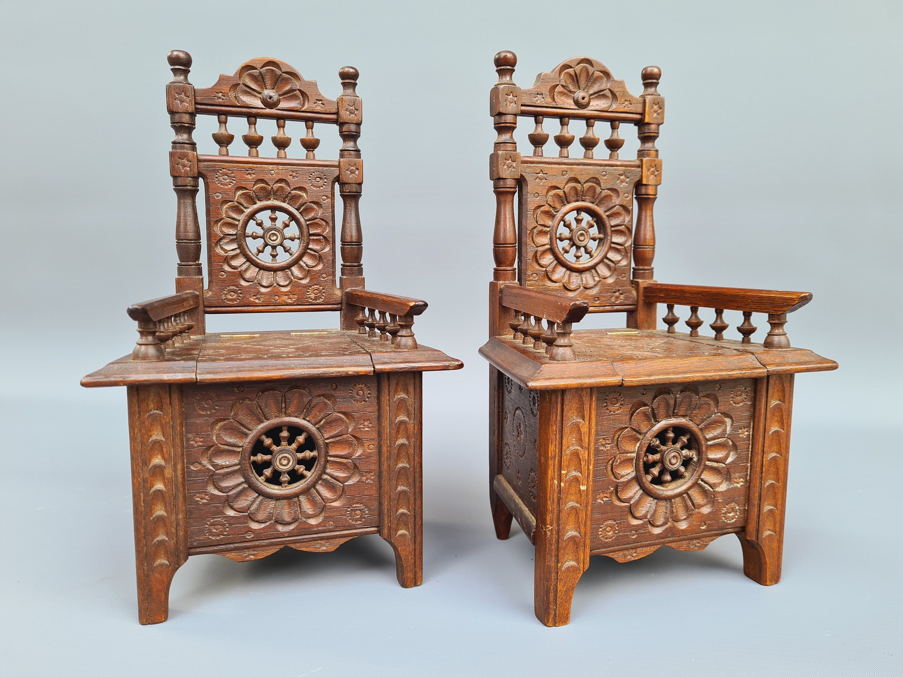 Old Breton Wooden Miniature Chairs - Etsy