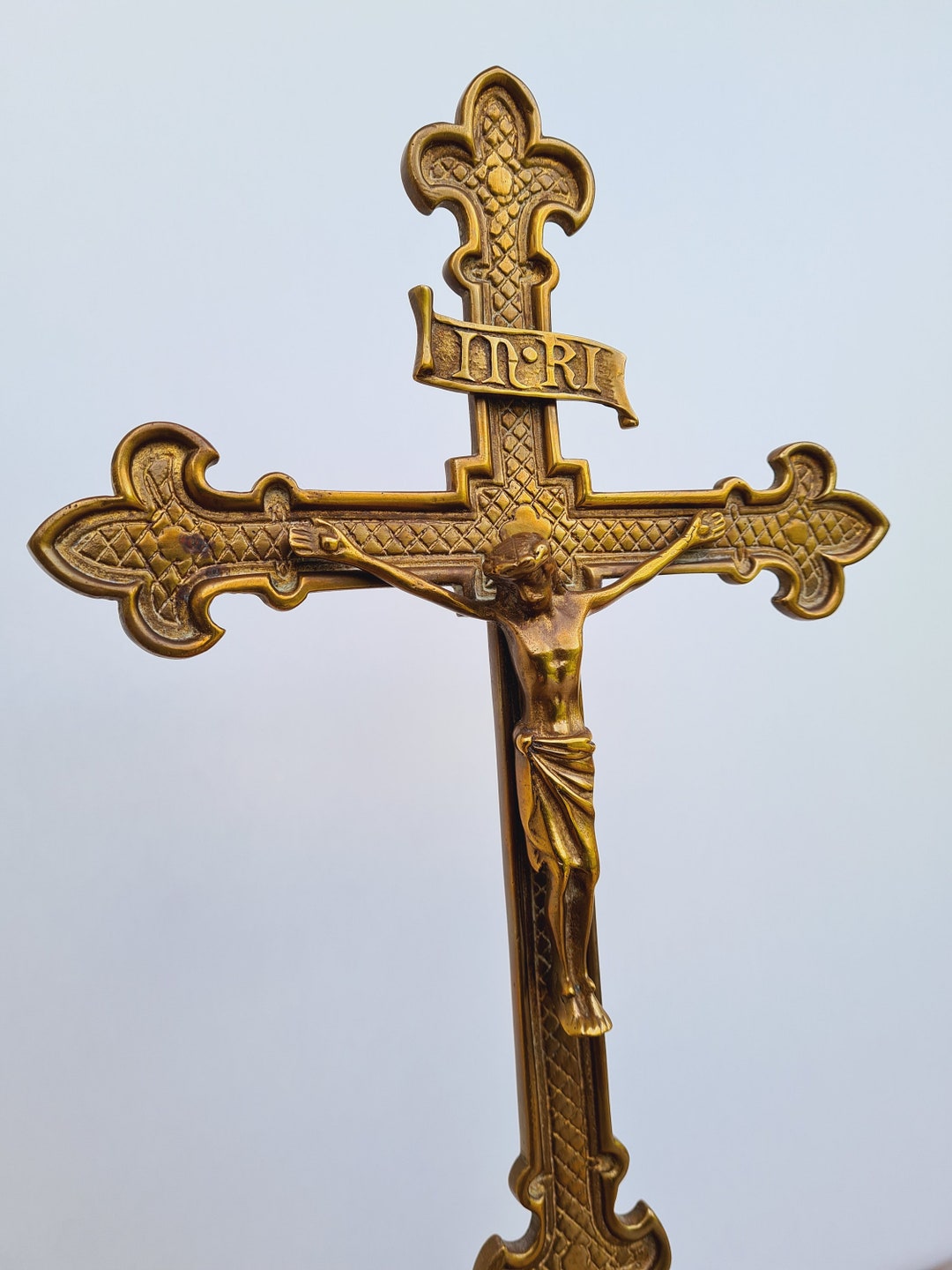 Beautiful Large Antique Brass Crucifix - Etsy
