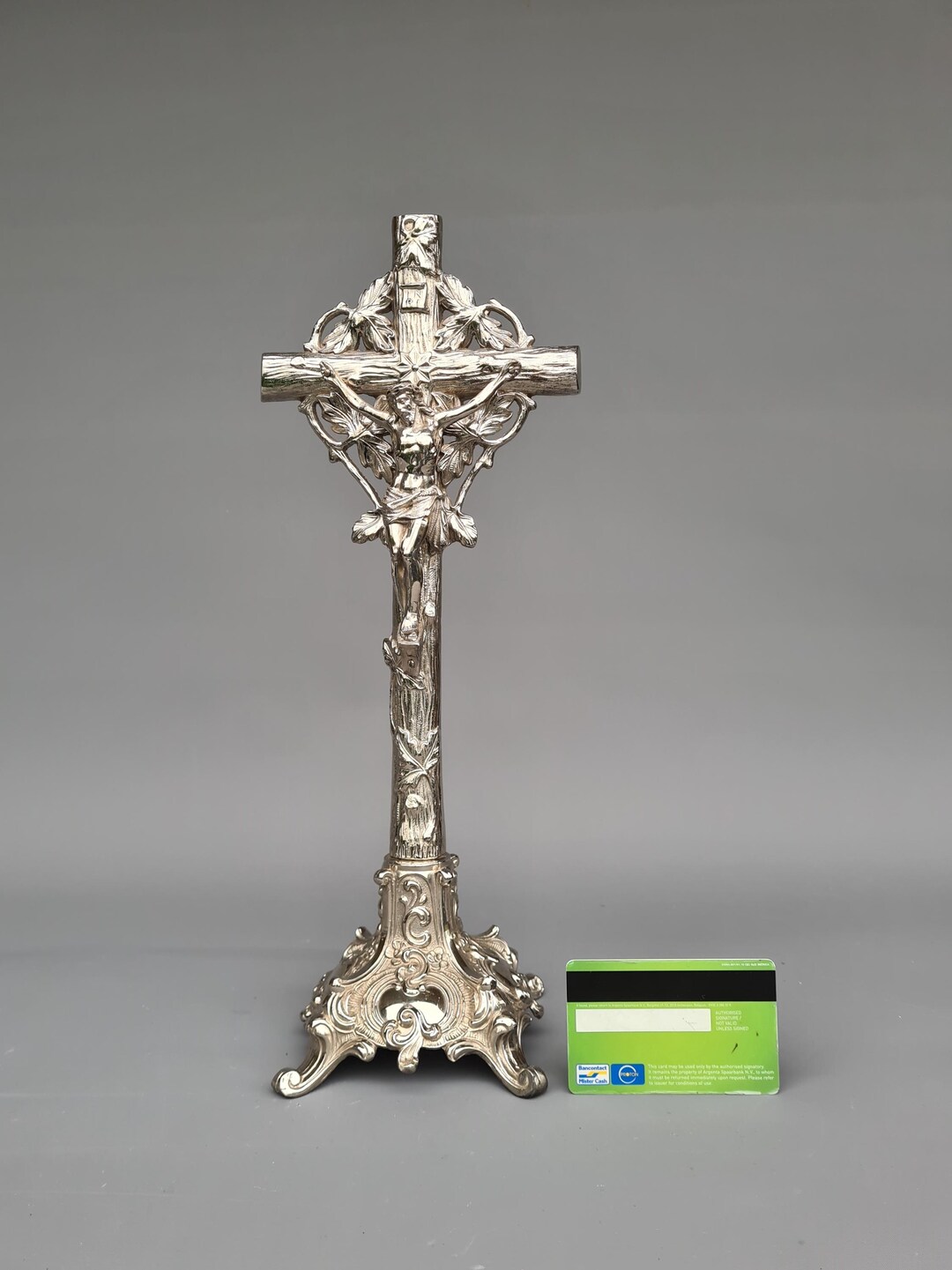 Altar Crucifix Standing Cross Silvered Metal jesus Christ Arma Christi ...