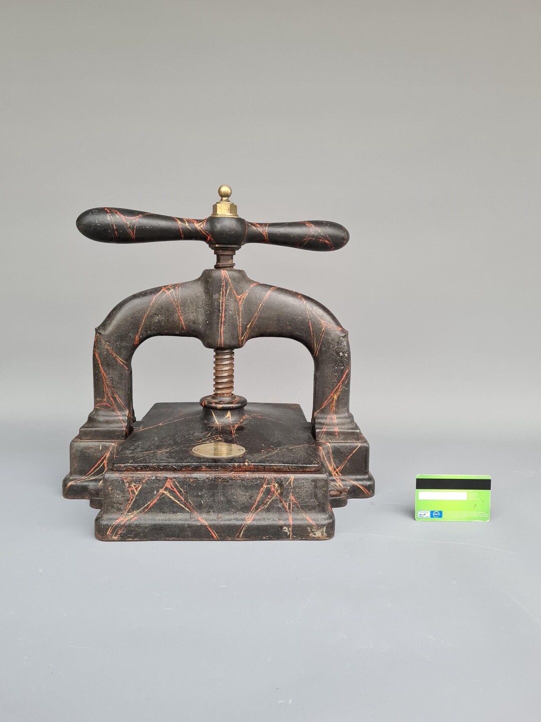 19th Century French Marble Patinated Wrought Iron Book Binding Press ...