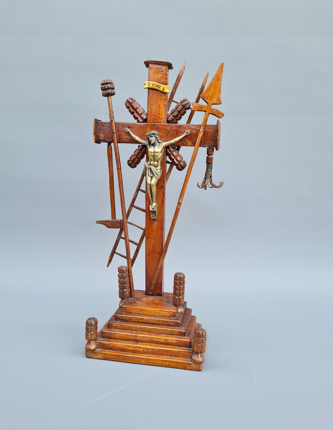 Standing Hand Carved Wood Crucifix Tools of Brass Corpus ++ - Etsy