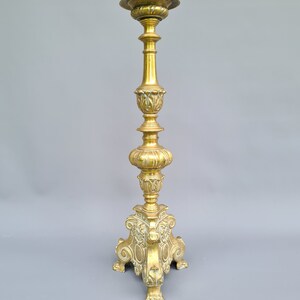 Large Brass Church Candlestick in Baroque Style With Tripod Foot ++ - Etsy