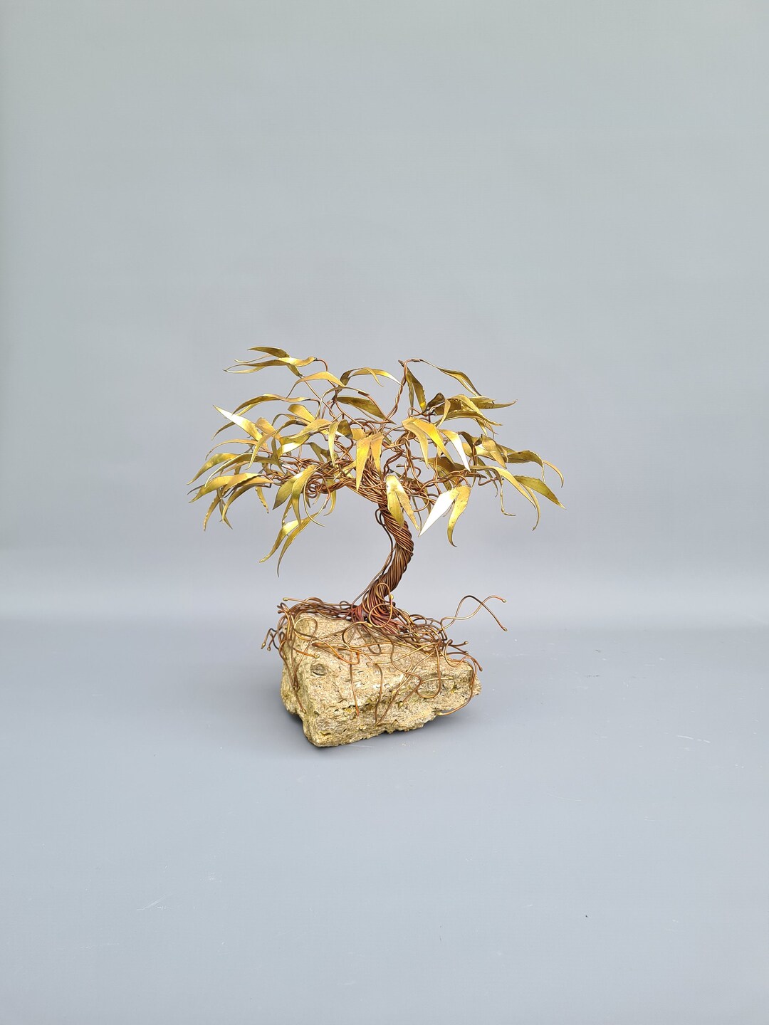 Large Mid-century Copper Palm Tree Sculpture on Stone, Daniel D ...