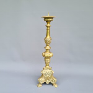 Large Brass Church Candlestick in Baroque Style With Tripod Foot ++ - Etsy
