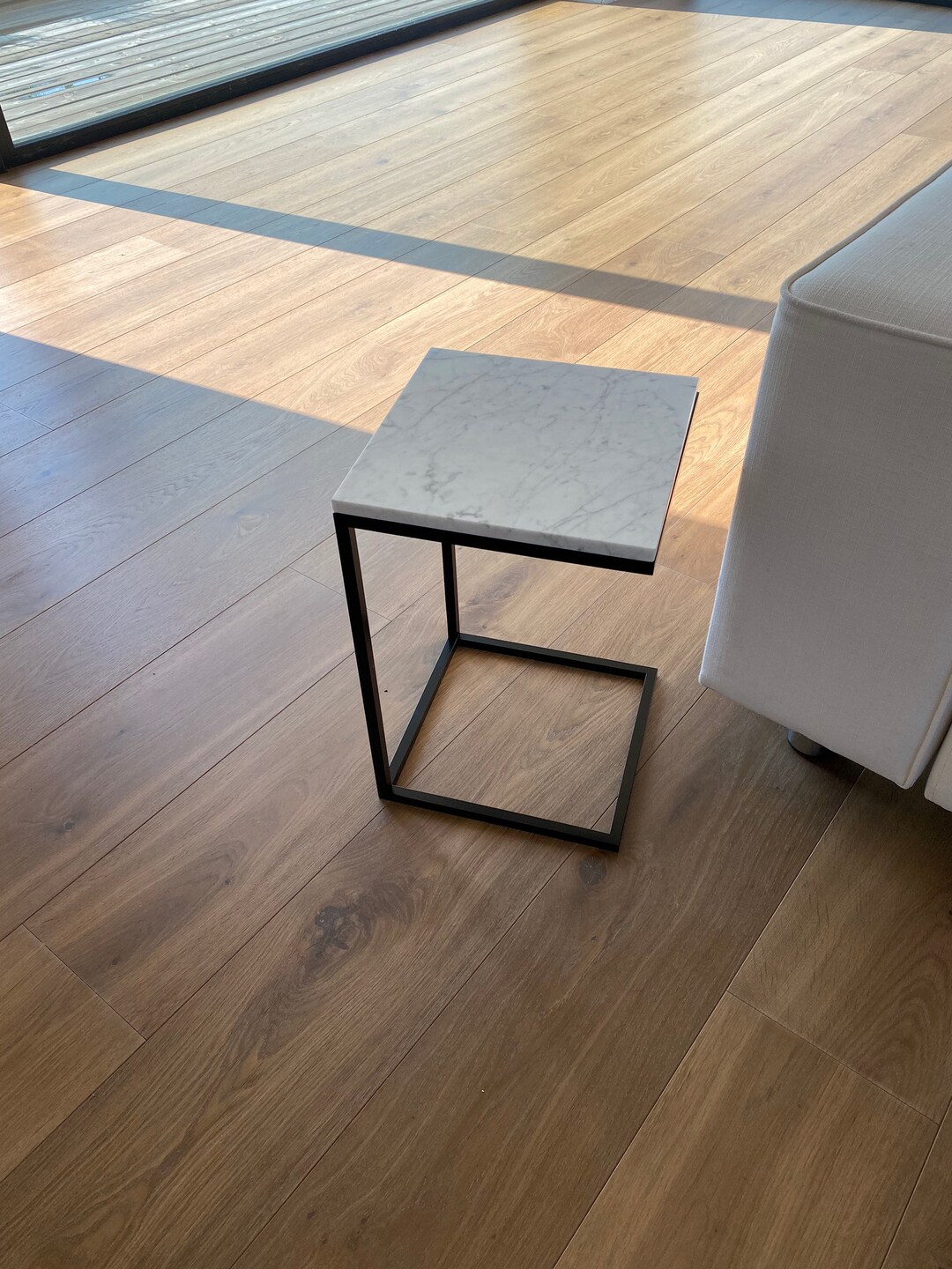 Marble Side Table, C- Table, Small Marble Nighstand, Natural Stone End ...