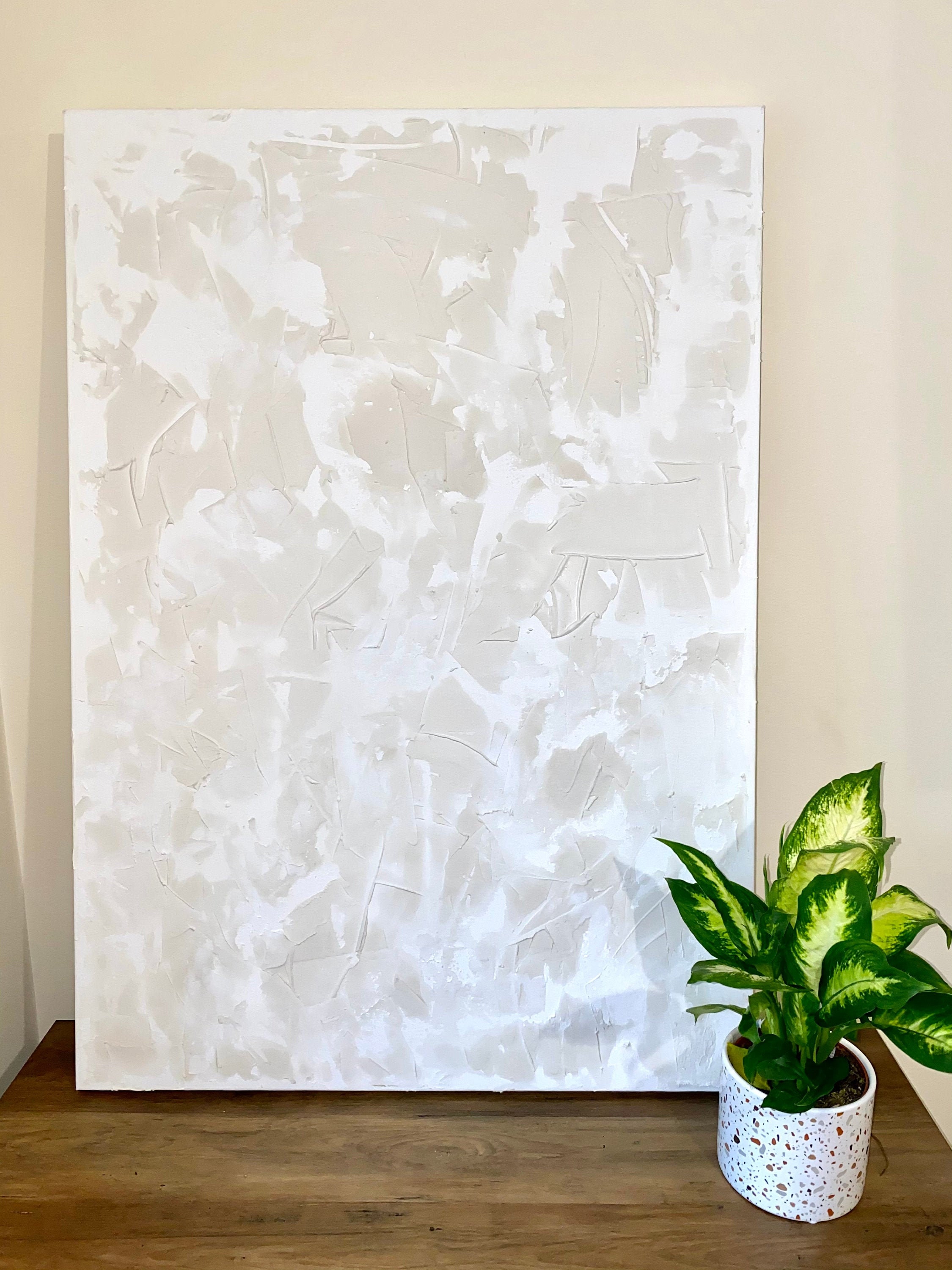 White neutral textured canvas wall art - Etsy.de