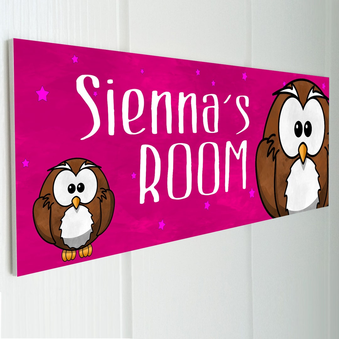 Personalised Cute OWL Door Sign Children Kids Bedroom Plaque Baby Girls ...