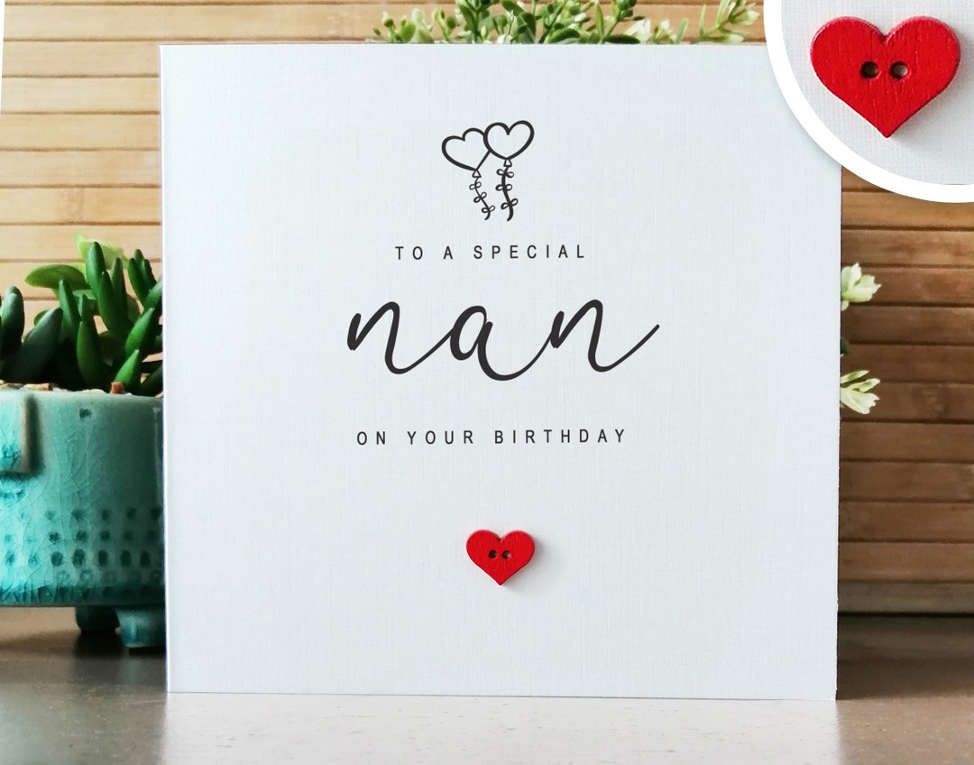 Special Nanny Birthday Card, Handmade Birthday Card for Nan, Special ...