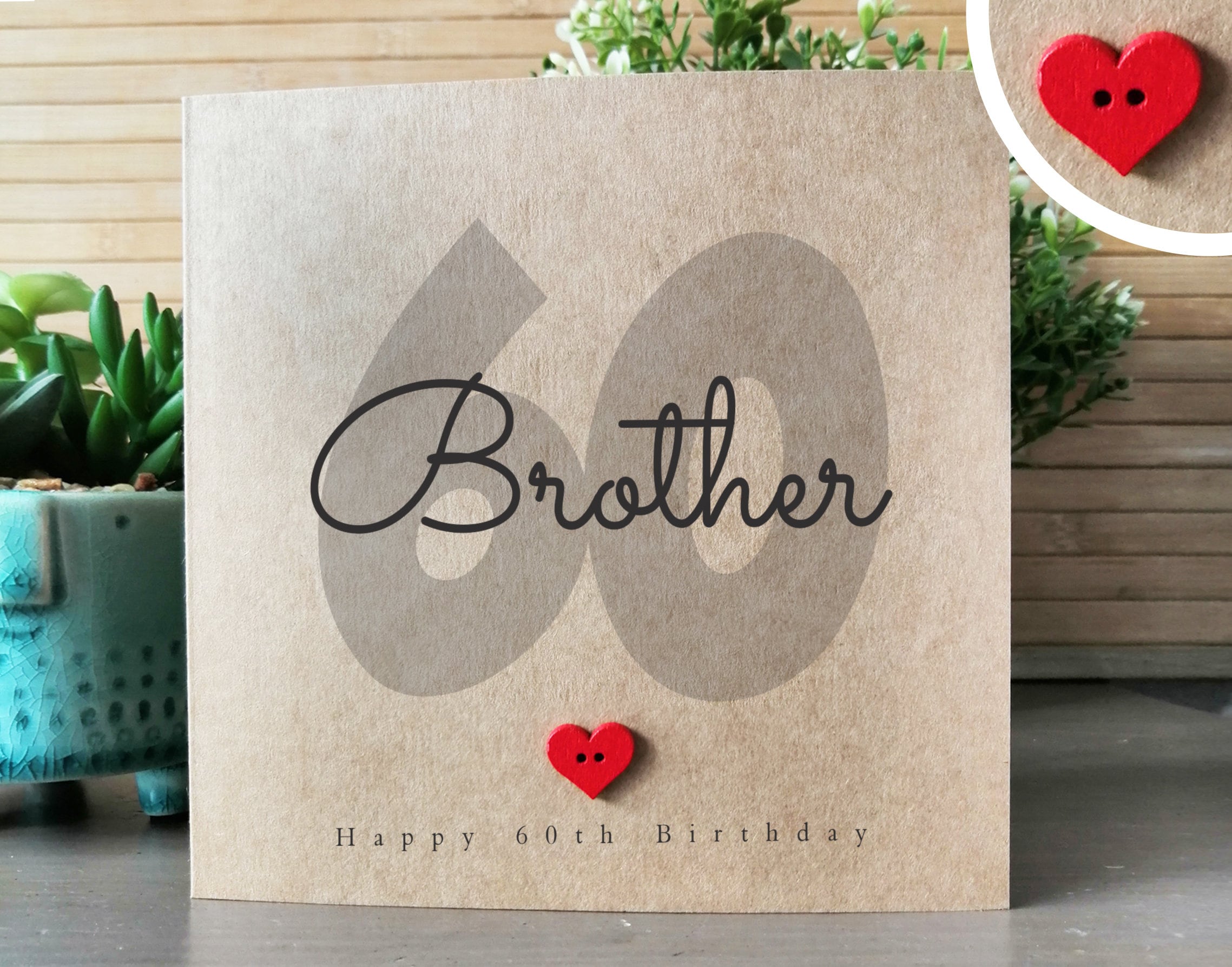Brother 60th Birthday Card, Handmade 60th Birthday Card for Brother ...