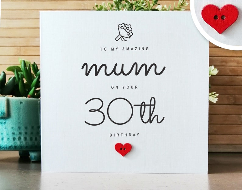 Mum 30th Birthday Card, Handmade 30th Birthday Card for Mummy, Mothers ...