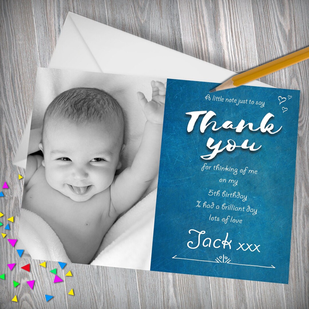 Children's Birthday Thank You Cards , Personalised New Baby Thank You ...