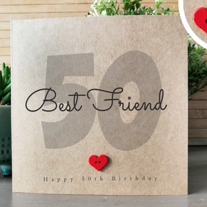 Friend 50th Birthday Card, Handmade 50th Birthday Card for Best Friend ...