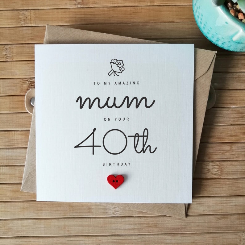 Mum 40th Birthday Card Handmade 40th Birthday Card for Mummy | Etsy