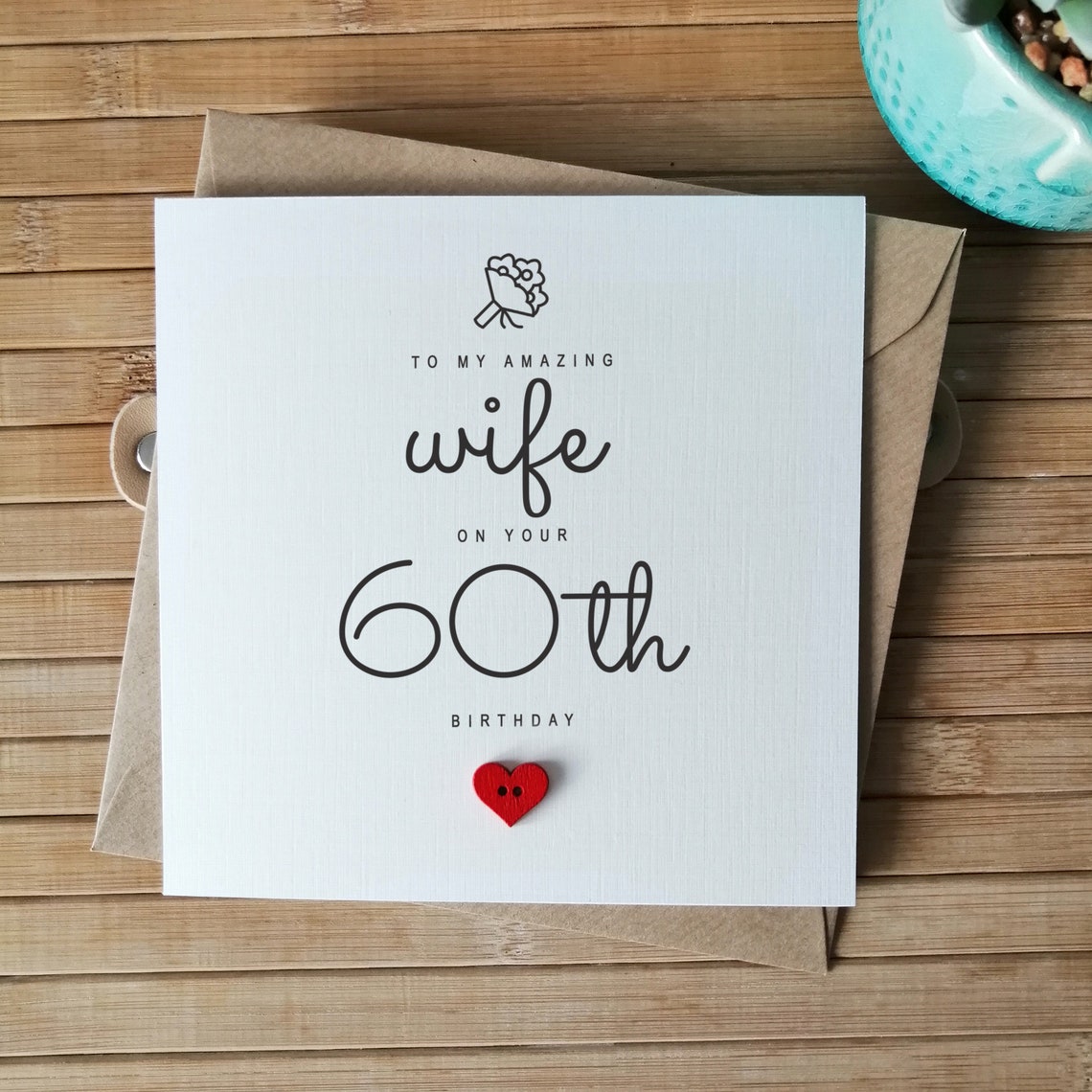 Wife 60th Birthday Card Handmade 60th Birthday Card for | Etsy UK