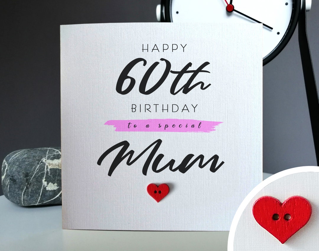 Mum 60th Birthday Card, Handmade Personalised 60th Birthday Card for ...