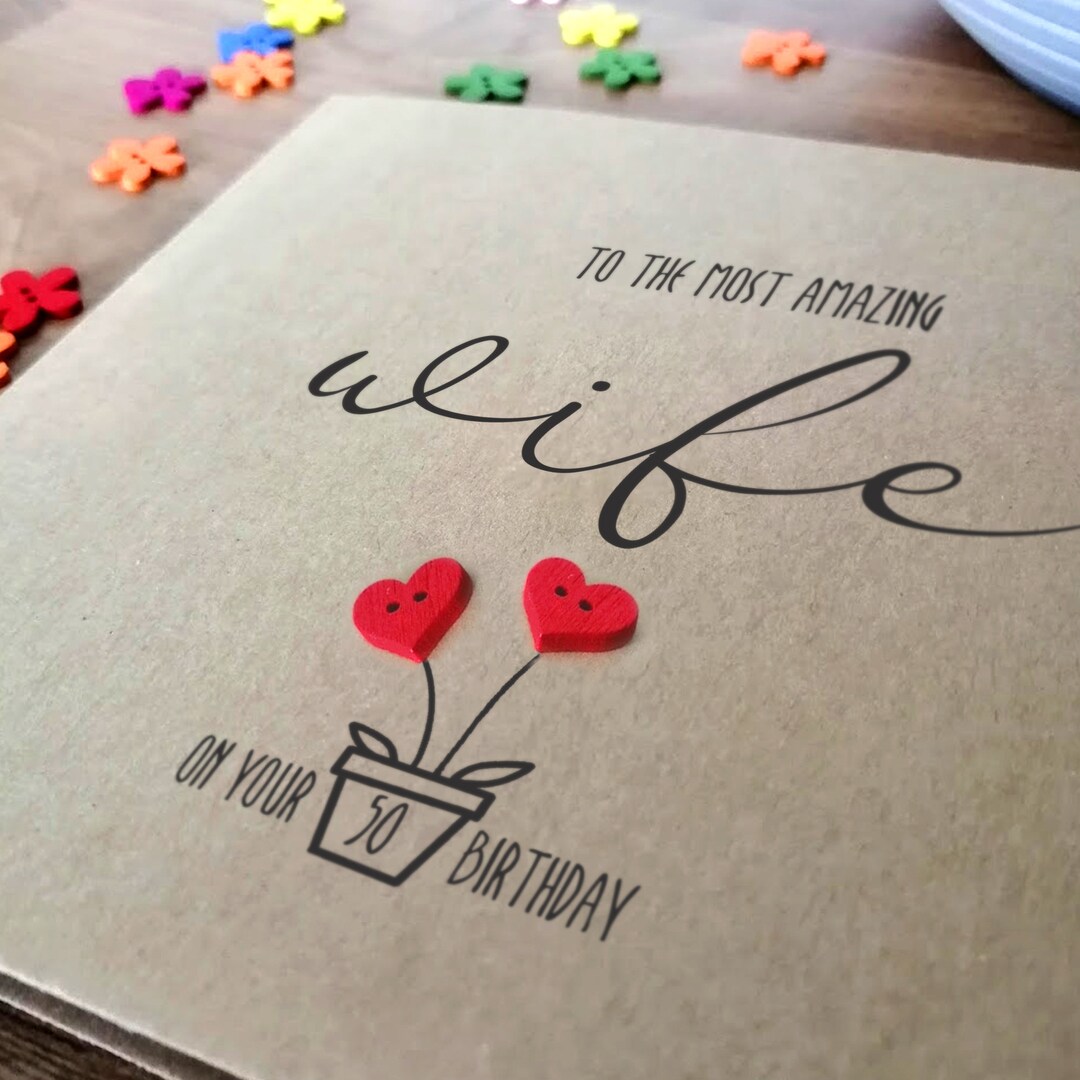 Wife 50th Birthday Card Handmade 50th Birthday Card For Wife Etsy UK wife-50th-birthday-card-handmade-50th-birthday-card-for-wife-etsy-uk