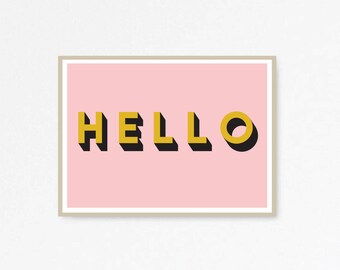Hello Wall Art | Etsy