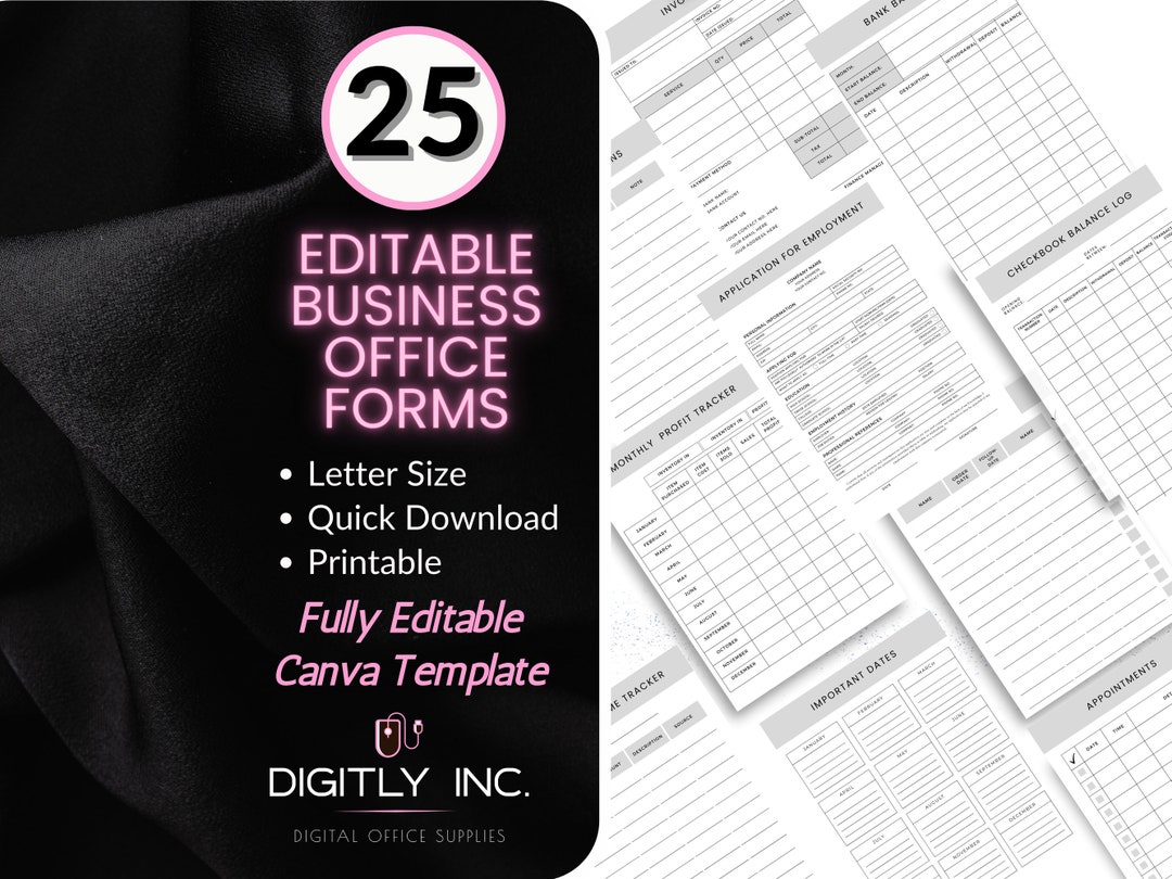 Professional Office Forms (bundle A) - 25 Fully Editable Business Forms ...