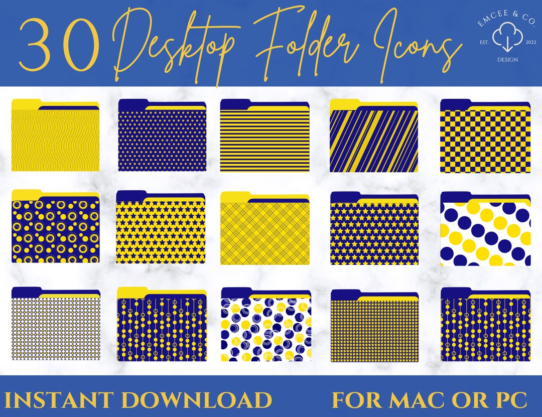 Blue and Gold Desktop Folder Icons | Desktop Folder Icons for Windows ...