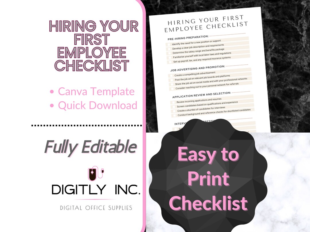 Hiring Your First Employee Checklist - Fully Editable - Office Forms ... Hiring Your First Employee Checklist - Fully Editable - Office Forms ...