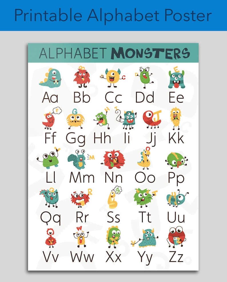 Alphabet Monster Poster Digital File - Etsy