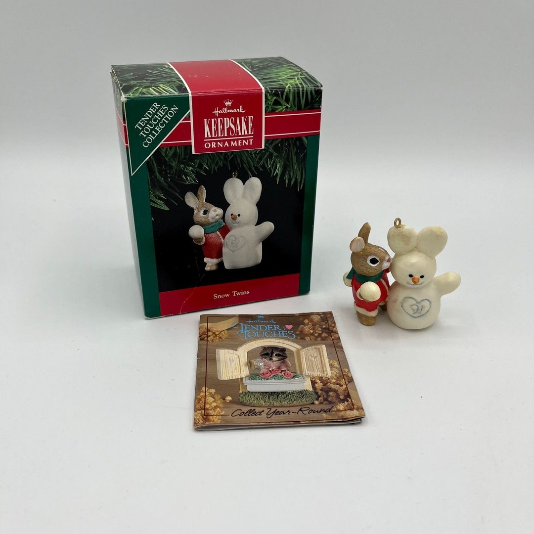 Hallmark Keepsake 'snow Twins' Rabbit & Snowrabbit Ornament 1991 - Etsy
