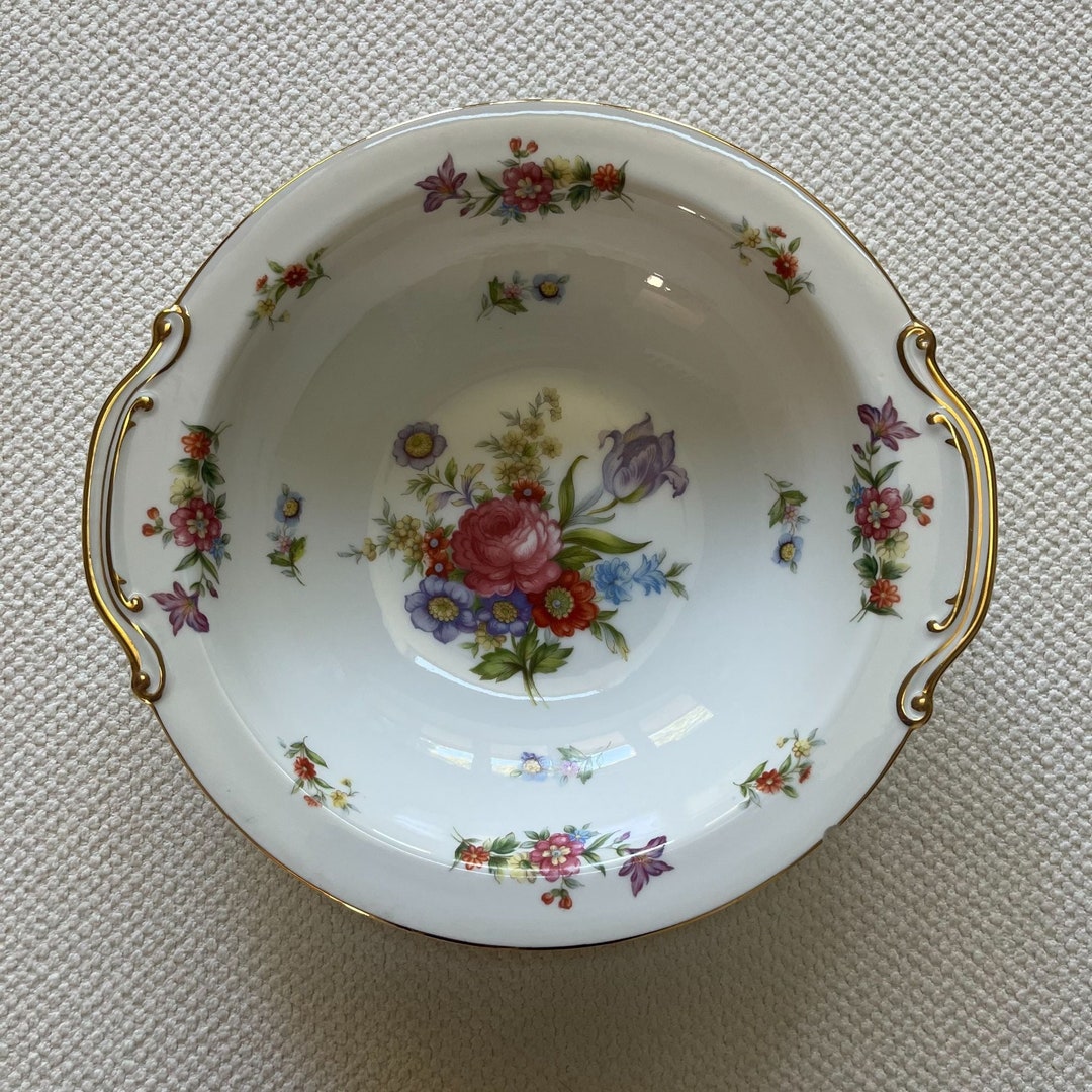 Aladdin Fine China Dresdenia Floral Round Serving Bowl With Gold Trim ...