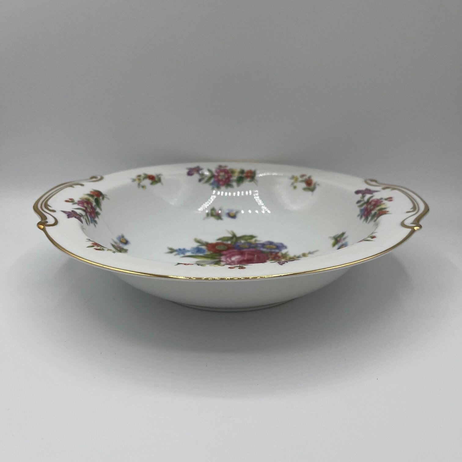 Aladdin Fine China Dresdenia Floral Round Serving Bowl With Gold Trim ...