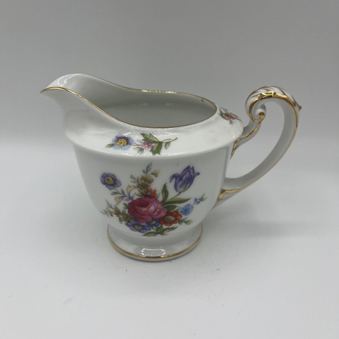 Aladdin Fine China Dresdenia Floral Cream Pitcher With Gold Trim - Etsy