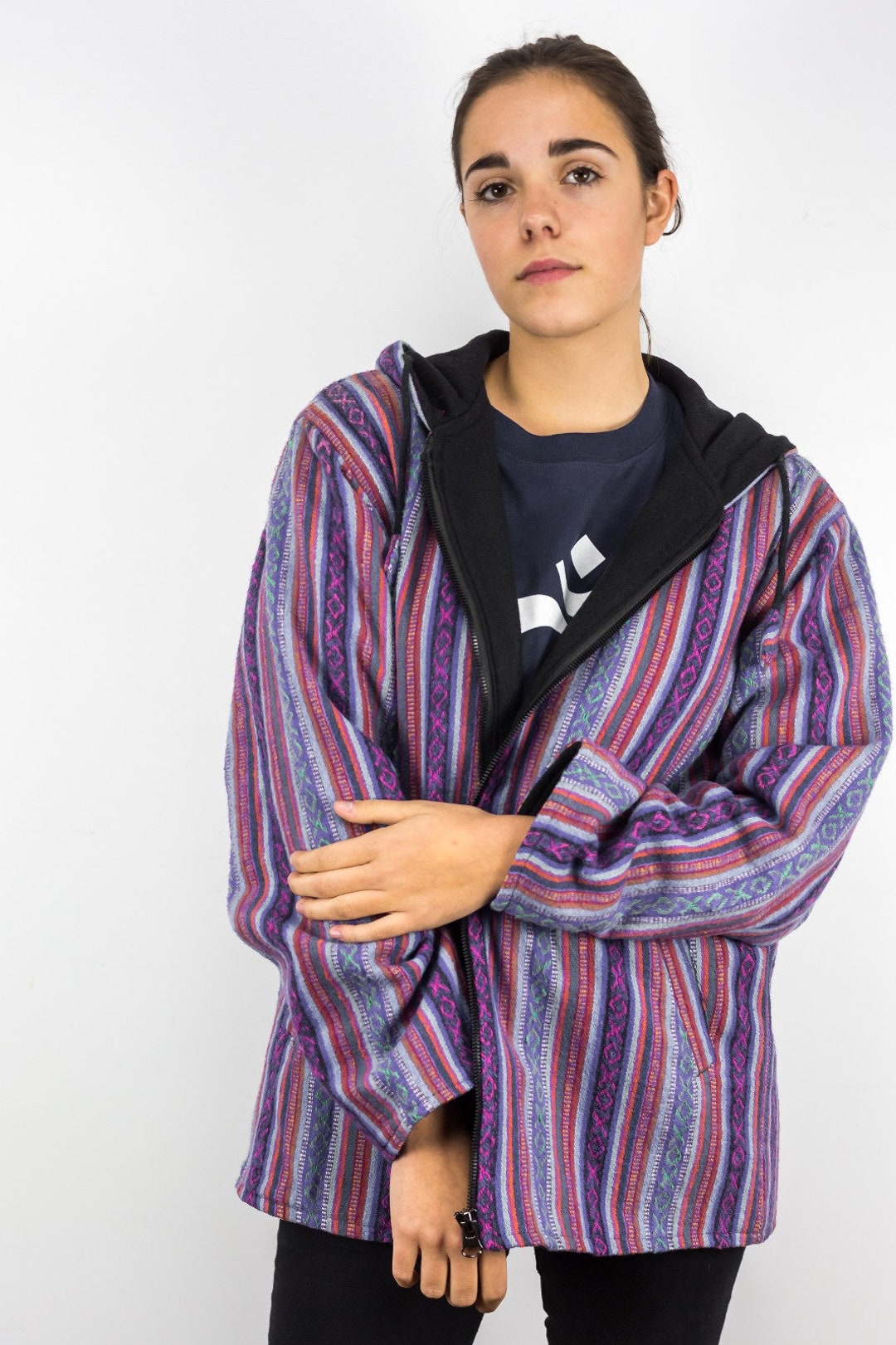 Purple Pattern Handmade Gheri Cotton Jacket - Traditional Nepalese ...