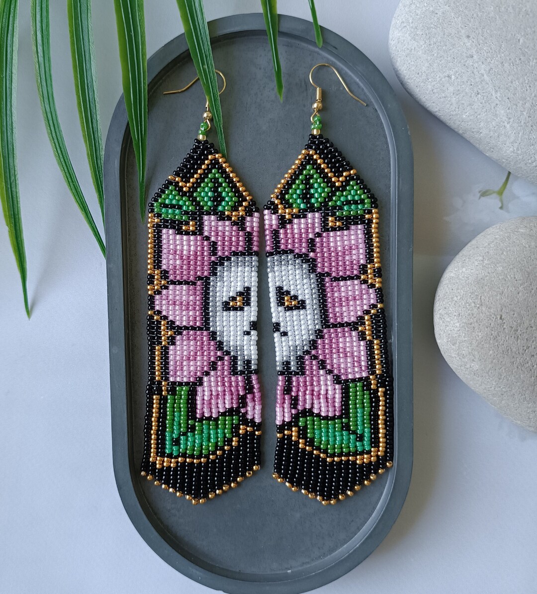 Beaded Skull Earrings Day of the Dead Earrings Quirky Gothic Earrings ...