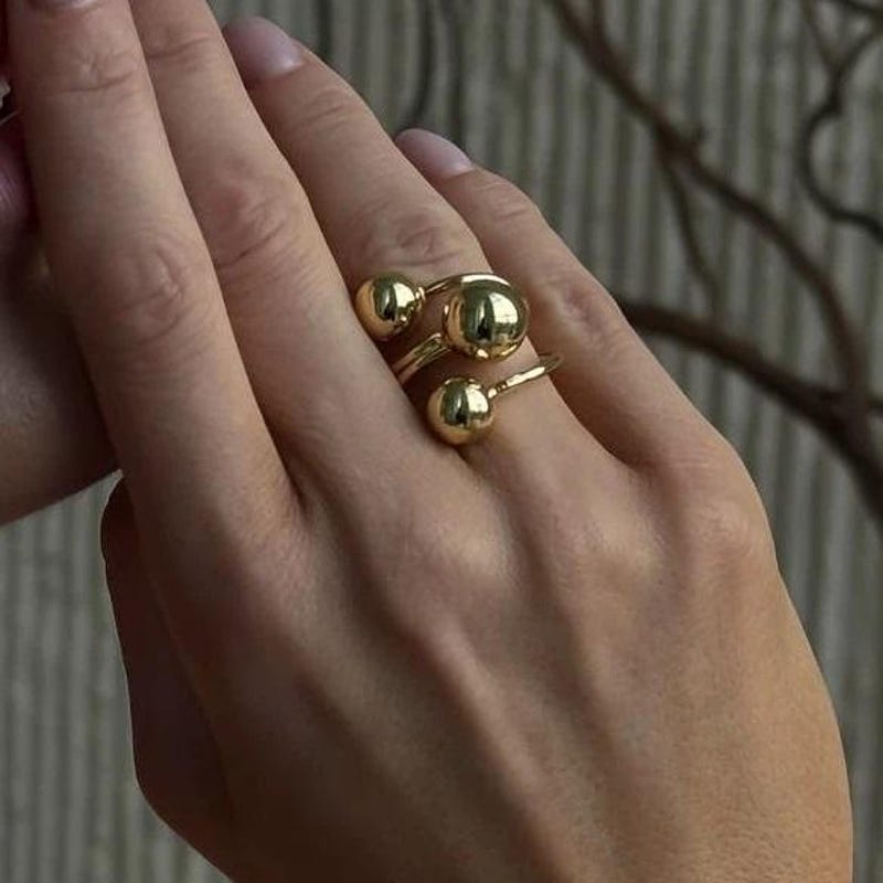 Gold Ring With Balls - Etsy