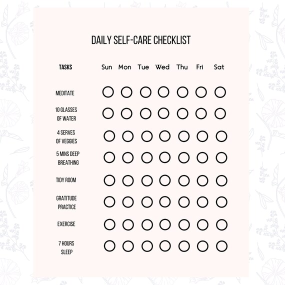 Printable DAILY SELF CARE Checklist Instant Download Pdf | Etsy