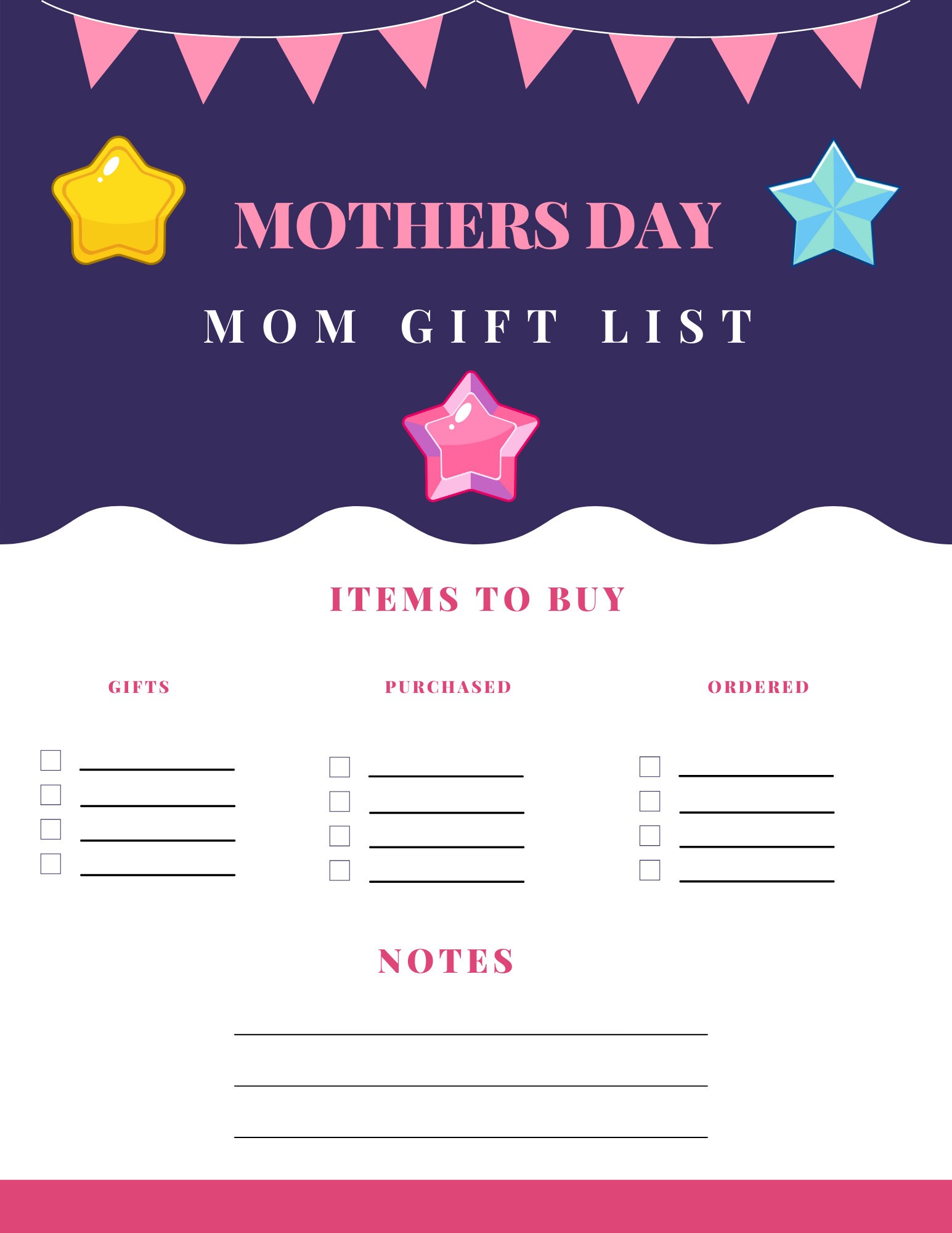 Muttertag Printable | Checkliste zum Muttertag | Checkliste Vorlage ...