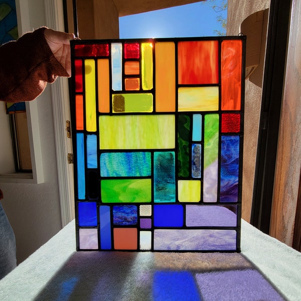Stained Glass Panel Geometric - Etsy
