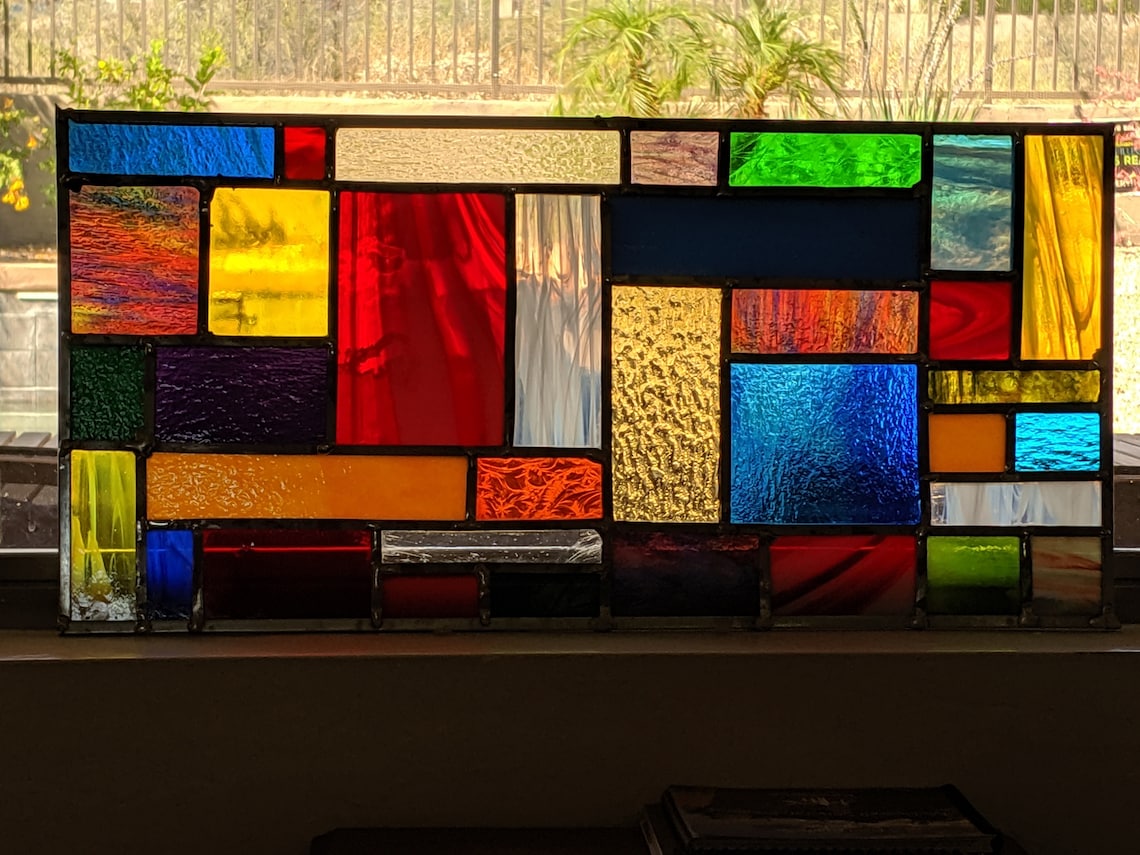Geometric Stained Glass Panels - Etsy