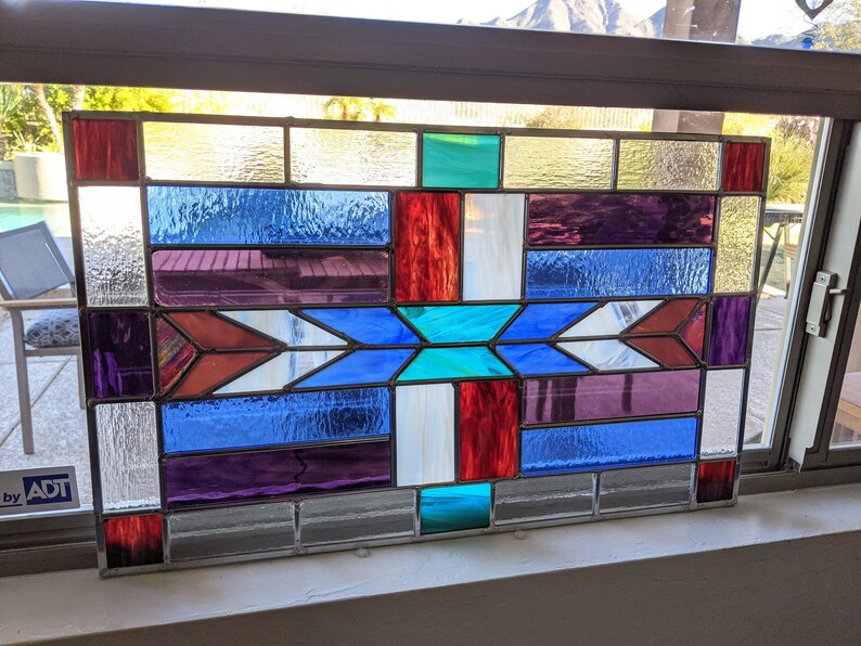 Geometric Stained Glass Panels - Etsy