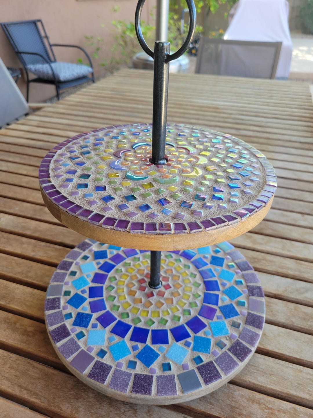 Two-tier Iridescent Mosaic Stand - Etsy