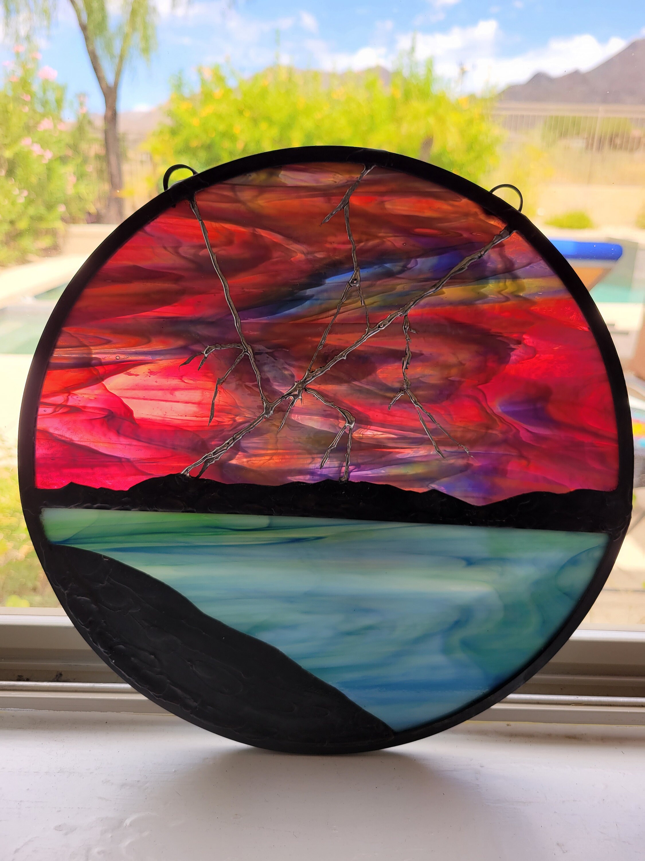 Stormy Night Lakeside Stained Glass - Etsy