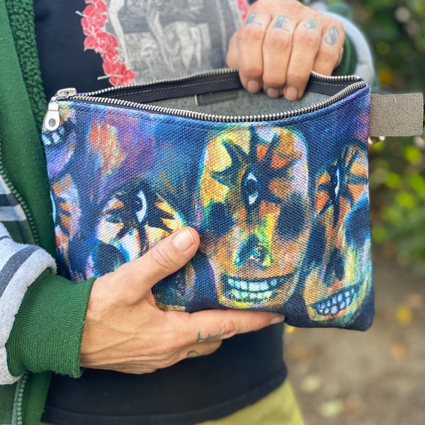 Skull Zipper Pouch - Etsy