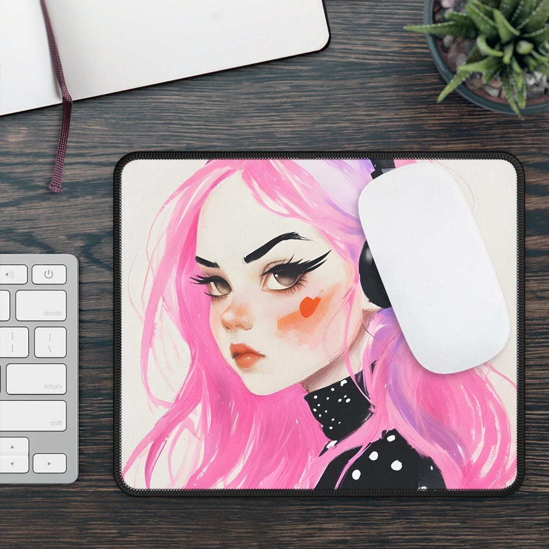 Gamer Girl Mouse Pad | Aesthetic Gaming Desk Mat, Cute Gamer Decor ...