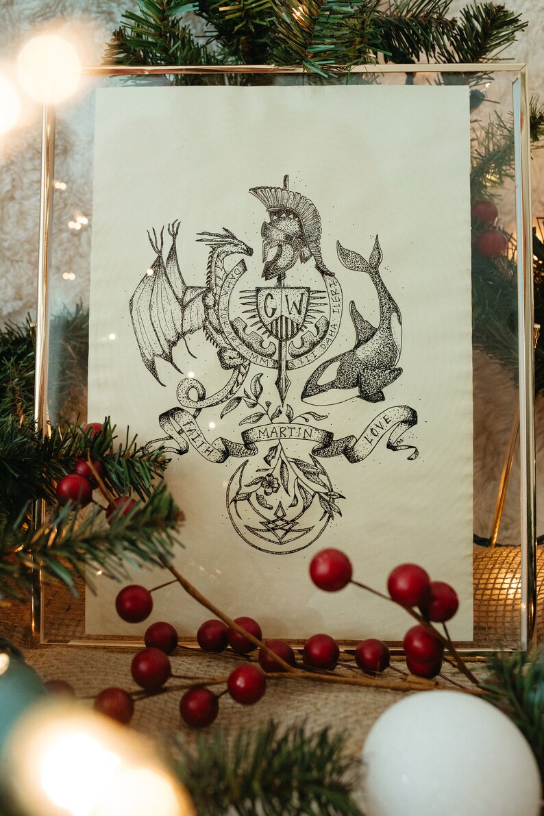 Family Crest | Hand Drawn/heirloom/pen and Ink/custom - Etsy UK