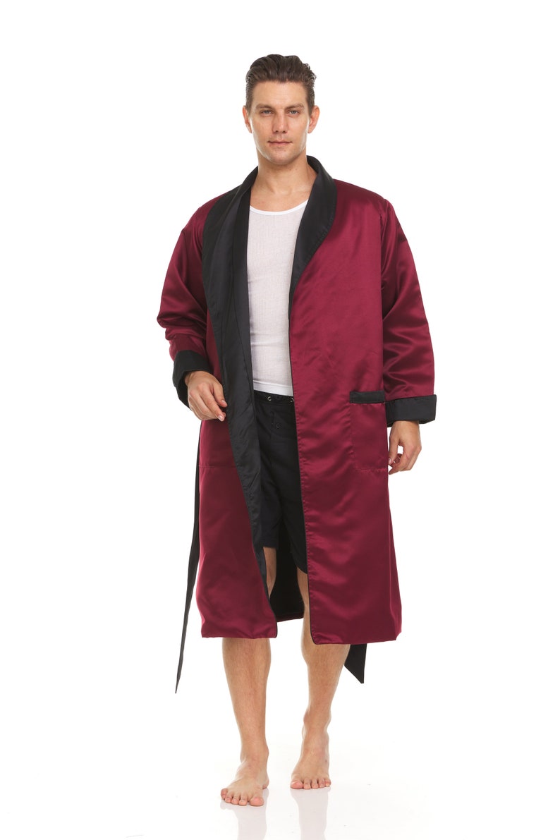 Mens Silk Satin Robe Heavy Weight Fully Lined Burgundy - Etsy