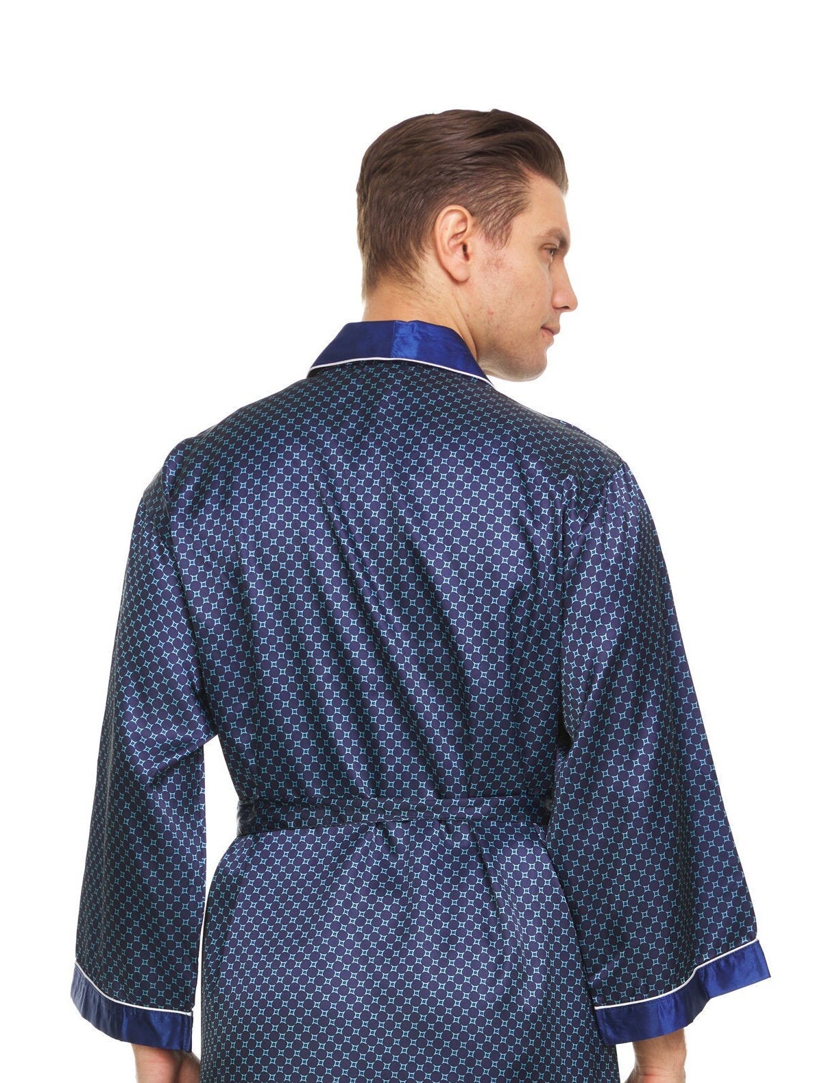 Mens Silk Satin Robe Blue Checker | Etsy